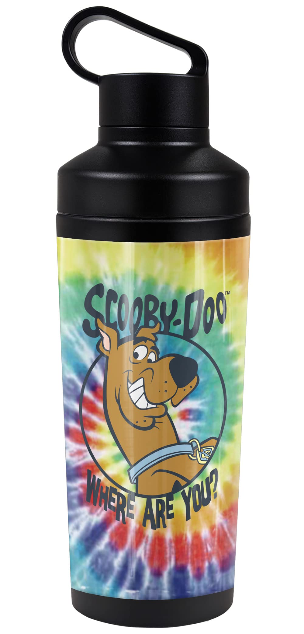 Scooby Doo! OFFICIAL Tie Dye 18 oz Insulated Water Bottle, Leak Resistant, Vacuum Insulated Stainless Steel with 2-in-1 Loop Cap