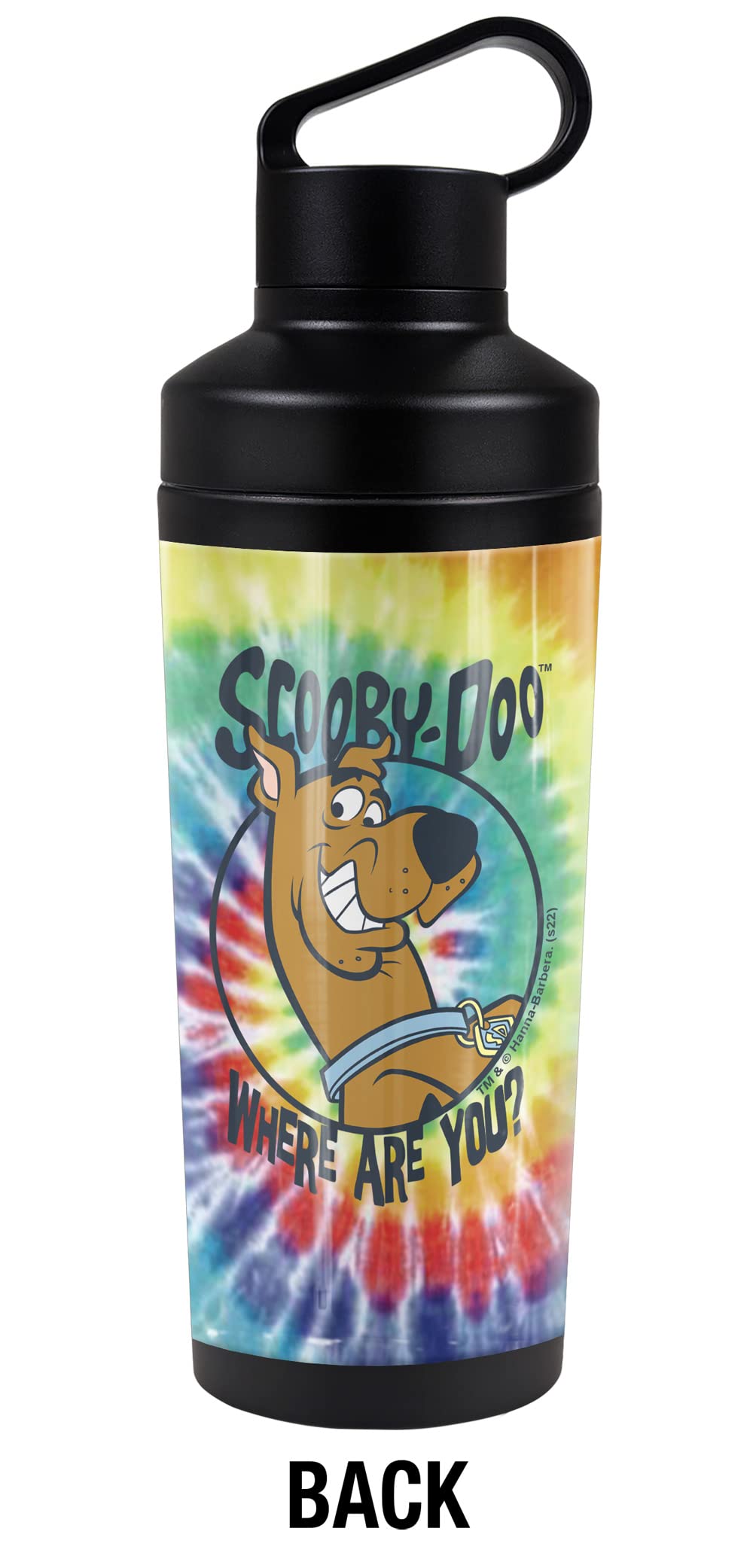 Scooby Doo! OFFICIAL Tie Dye 18 oz Insulated Water Bottle, Leak Resistant, Vacuum Insulated Stainless Steel with 2-in-1 Loop Cap