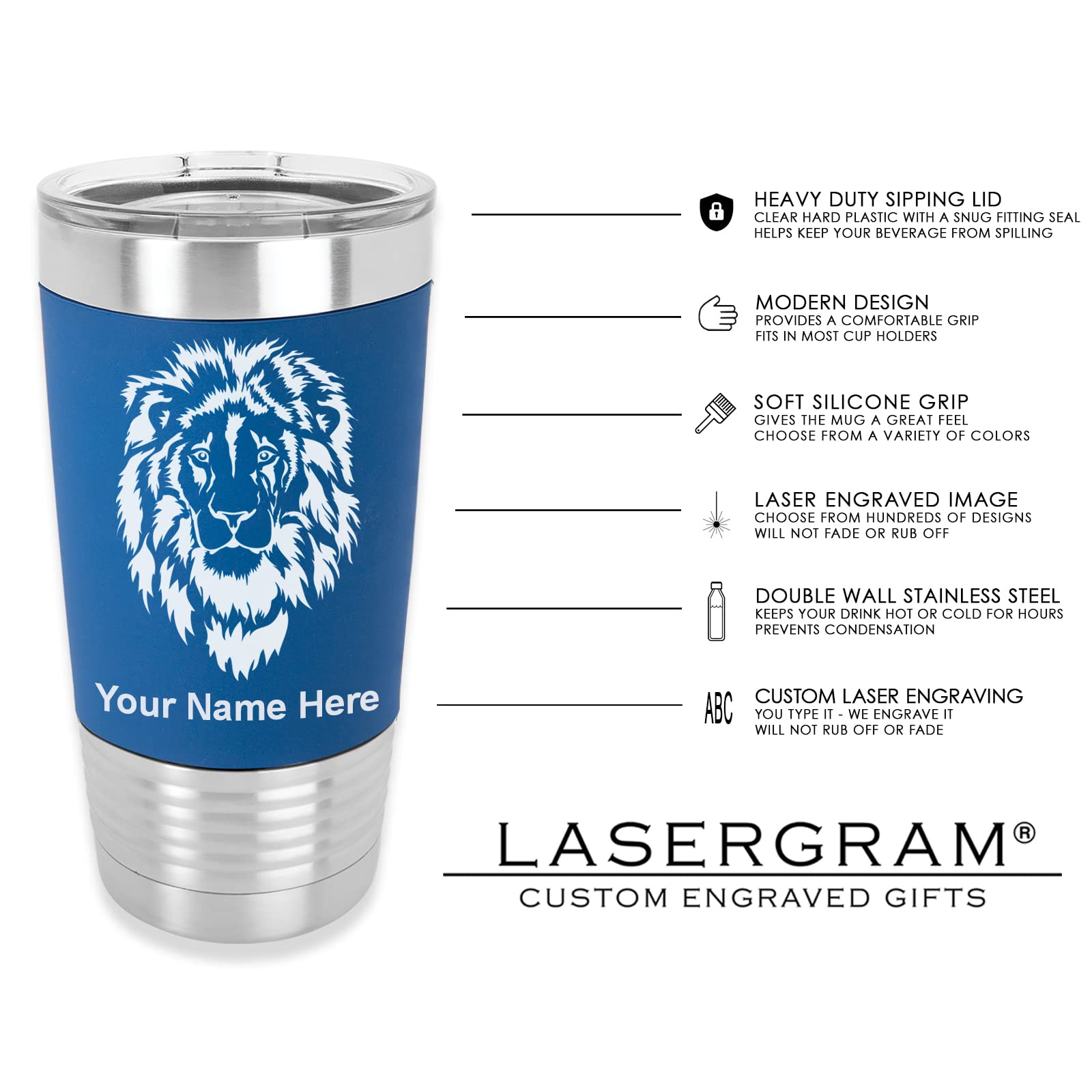 LaserGram 20oz Vacuum Insulated Tumbler Mug, Sailboat, Personalized Engraving Included (Silicone Grip, Dark Blue)