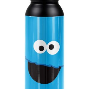 Sesame Street OFFICIAL Cookie Monster Face 24 oz Insulated Canteen Water Bottle, Leak Resistant, Vacuum Insulated Stainless Steel with Loop Cap