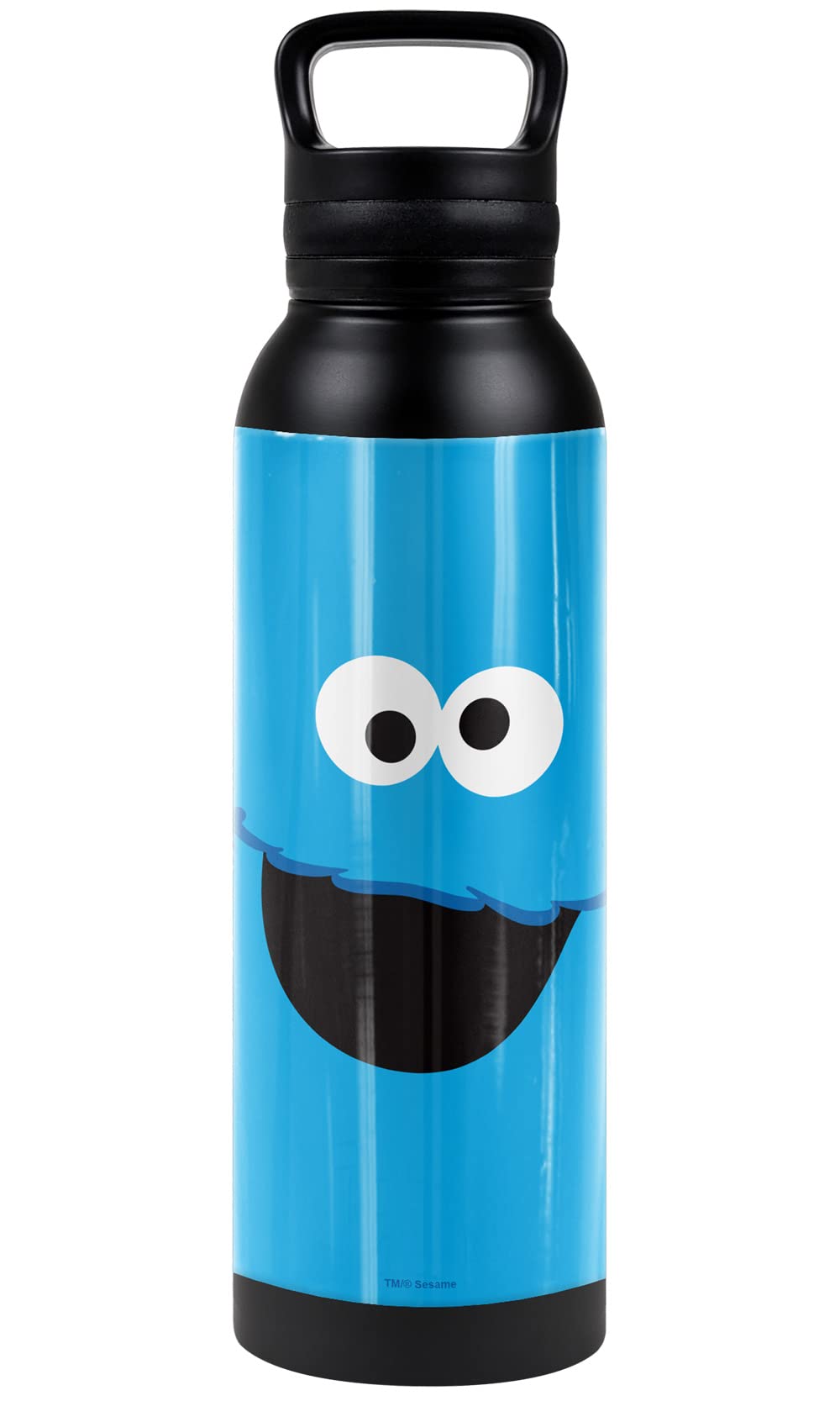 Sesame Street OFFICIAL Cookie Monster Face 24 oz Insulated Canteen Water Bottle, Leak Resistant, Vacuum Insulated Stainless Steel with Loop Cap