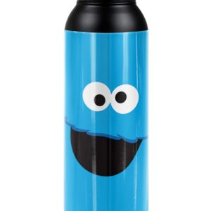 Sesame Street OFFICIAL Cookie Monster Face 24 oz Insulated Canteen Water Bottle, Leak Resistant, Vacuum Insulated Stainless Steel with Loop Cap