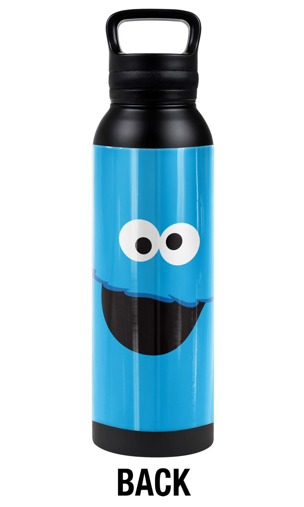 Sesame Street OFFICIAL Cookie Monster Face 24 oz Insulated Canteen Water Bottle, Leak Resistant, Vacuum Insulated Stainless Steel with Loop Cap