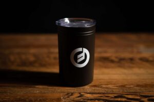 moog black travel mug with lid