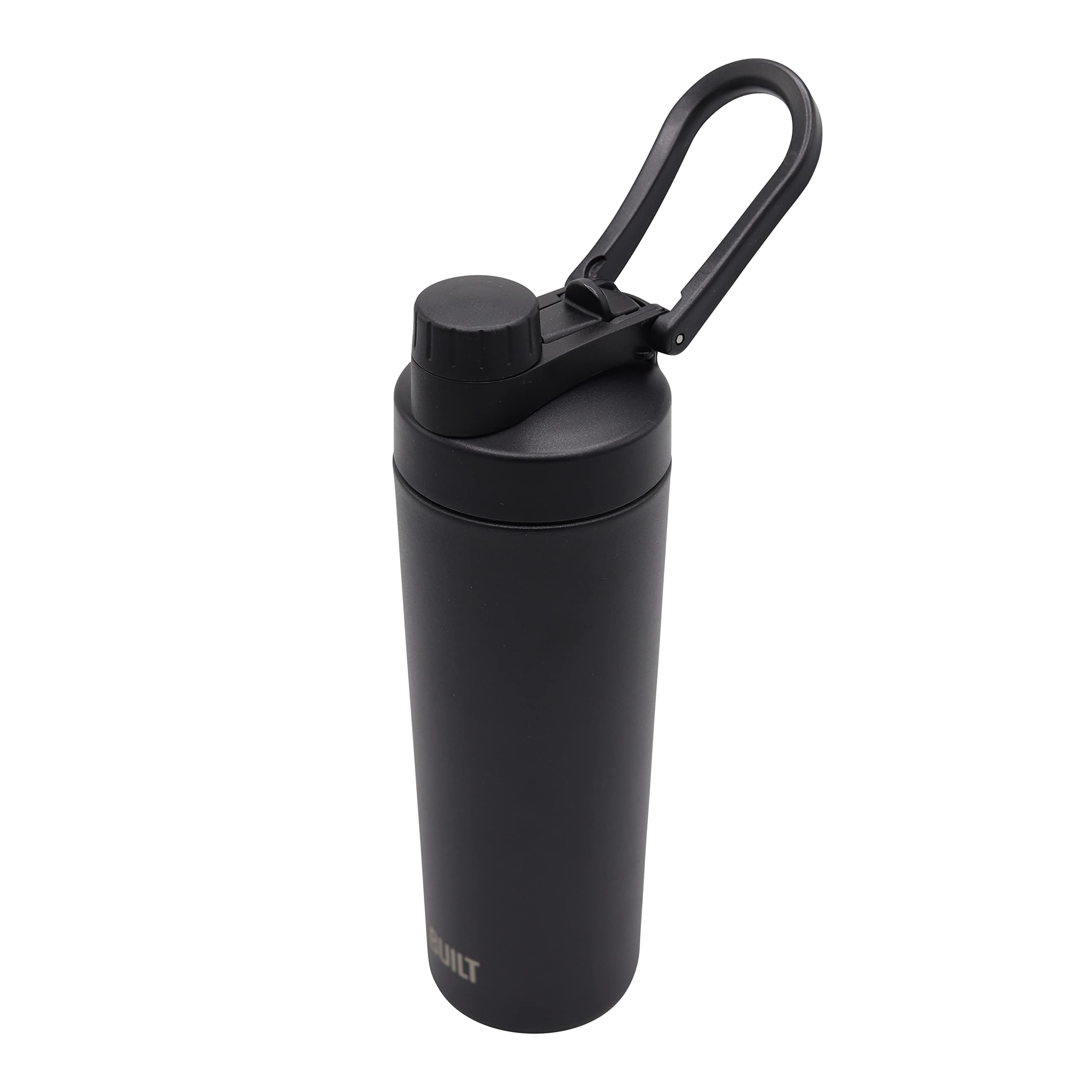 BUILT 24 Ounces Wide Mouth Dualid Double Wall Vacuum Insulated Stainless Steel Bottle with Straw Lid and Chug Lid, Black