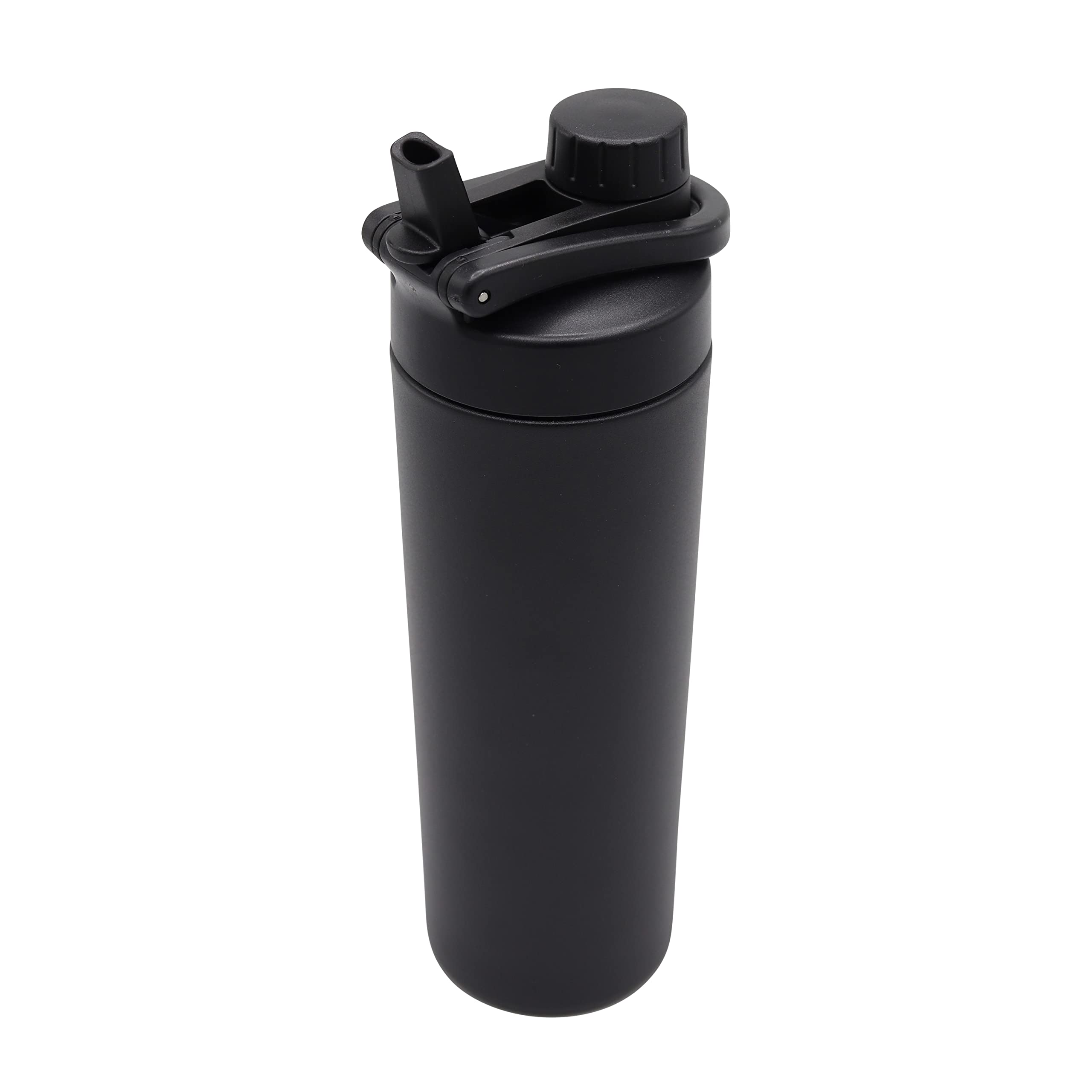 BUILT 24 Ounces Wide Mouth Dualid Double Wall Vacuum Insulated Stainless Steel Bottle with Straw Lid and Chug Lid, Black