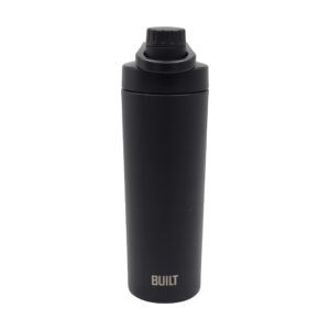 BUILT 24 Ounces Wide Mouth Dualid Double Wall Vacuum Insulated Stainless Steel Bottle with Straw Lid and Chug Lid, Black