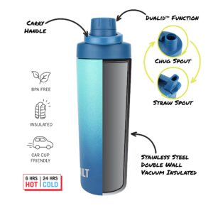 BUILT 24 Ounces Wide Mouth Dualid Double Wall Vacuum Insulated Stainless Steel Bottle with Straw Lid and Chug Lid, Black