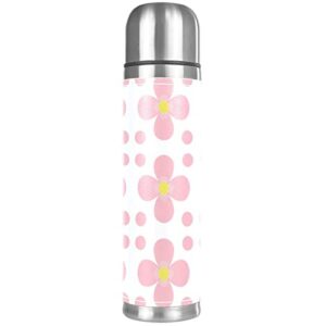 stainless steel leather vacuum insulated mug flowers thermos water bottle for hot and cold drinks kids adults 16 oz