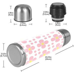 Stainless Steel Leather Vacuum Insulated Mug Flowers Thermos Water Bottle for Hot and Cold Drinks Kids Adults 16 Oz