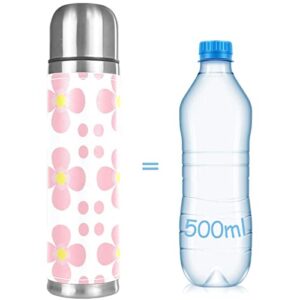 Stainless Steel Leather Vacuum Insulated Mug Flowers Thermos Water Bottle for Hot and Cold Drinks Kids Adults 16 Oz