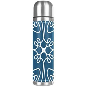 stainless steel leather vacuum insulated mug vintage flower texture thermos water bottle for hot and cold drinks kids adults 16 oz