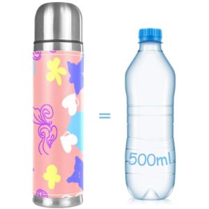 Stainless Steel Leather Vacuum Insulated Mug Abstract Thermos Water Bottle for Hot and Cold Drinks Kids Adults 16 Oz