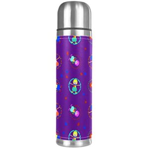 stainless steel leather vacuum insulated mug game thermos water bottle for hot and cold drinks kids adults 16 oz