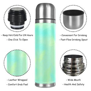 Stainless Steel Leather Vacuum Insulated Mug Psychedelic Thermos Water Bottle for Hot and Cold Drinks Kids Adults 16 Oz