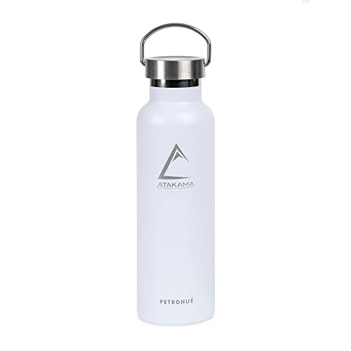 Atakama Outdoor - Thermal Bottle Petrohues Bagrecito “Fish Edition” Black 21 Oz Capacity | Maintains heat for up to12 hours and cold for up to 24 hours | stainless steel water bottles, White