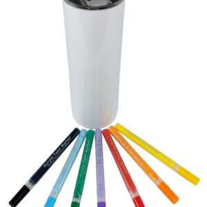 Create Your Own Personalized Gifts, White 20 oz Insulated Tumbler Mug with Lid, Set of 7 Acrylic Paint Pens (1 Tumbler | 1 Marker Set)