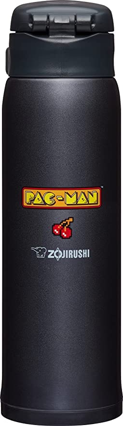 [Zojirushi x Pac-man] Limited Edition SM-SHE48PA BA&XA Stainless Steel Mug, 2 Count Bundle (Pack of 2), PAC-MAN Black&Stainless 16oz (Bundle 2-pack: Black & Silver)