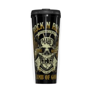 lorebuty lamb rock of god band coffee mug with lids 12oz insulated car mugs double wall vacuum reusable travel coffee tumbler for hot/ice drinks coffee teas