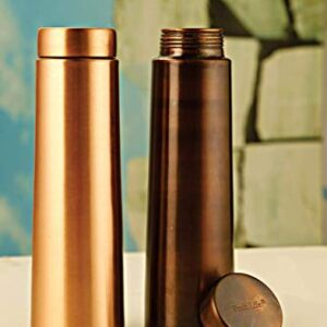 Peak Life Pure Copper Water Bottle for drinking - Copper Bottle Water Sleek Leakproof Copper Vessel for drinking water - Ayurvedic Pure Copper Bottle- 27 Oz (800ml)- Antique & Matt Finish