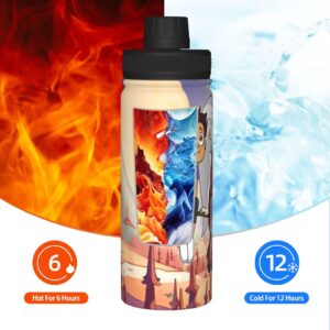 atgzfdr The Owl Anime House Sports Water Bottle 18oz Stainless Insulated Water Bottles Leak Proof Hot and Cold Flask Travel Cup for Hiking & Biking