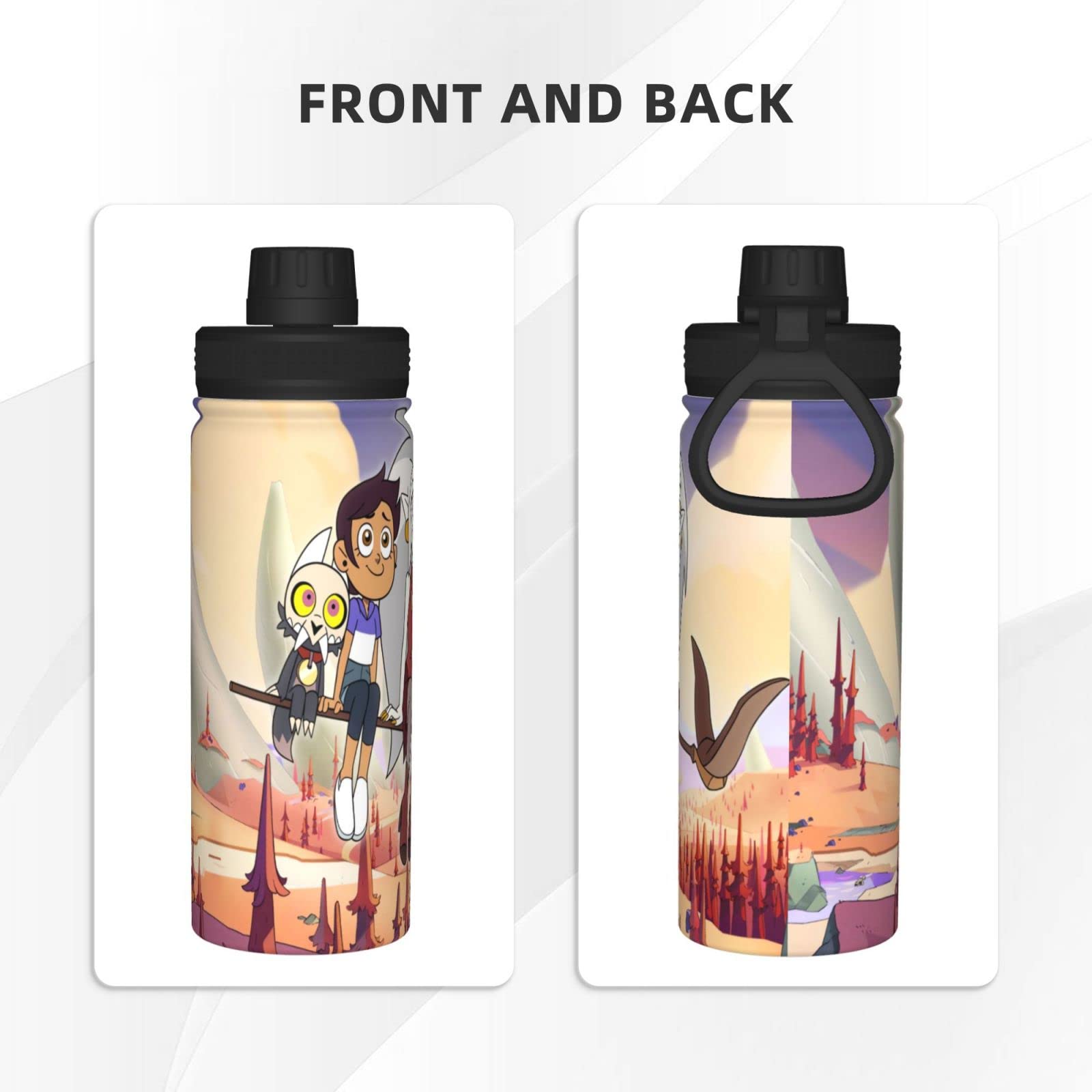 atgzfdr The Owl Anime House Sports Water Bottle 18oz Stainless Insulated Water Bottles Leak Proof Hot and Cold Flask Travel Cup for Hiking & Biking