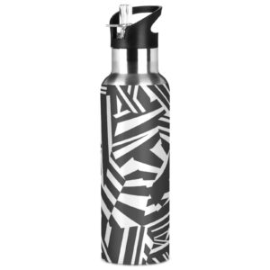 Dazzle Camouflage Water Bottle with Straw Lid Double Wall Thermos Bottle Vacuum Insulated Flask Stainless Steel Water Bottle for Gym Outdoor 35 OZ