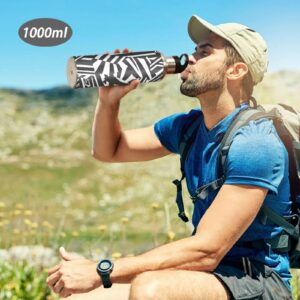 Dazzle Camouflage Water Bottle with Straw Lid Double Wall Thermos Bottle Vacuum Insulated Flask Stainless Steel Water Bottle for Gym Outdoor 35 OZ