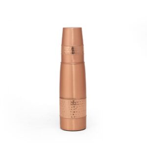 Zap Impex Travellers Pure Copper Water Bottle With Glass Joint Free Hammered Finish