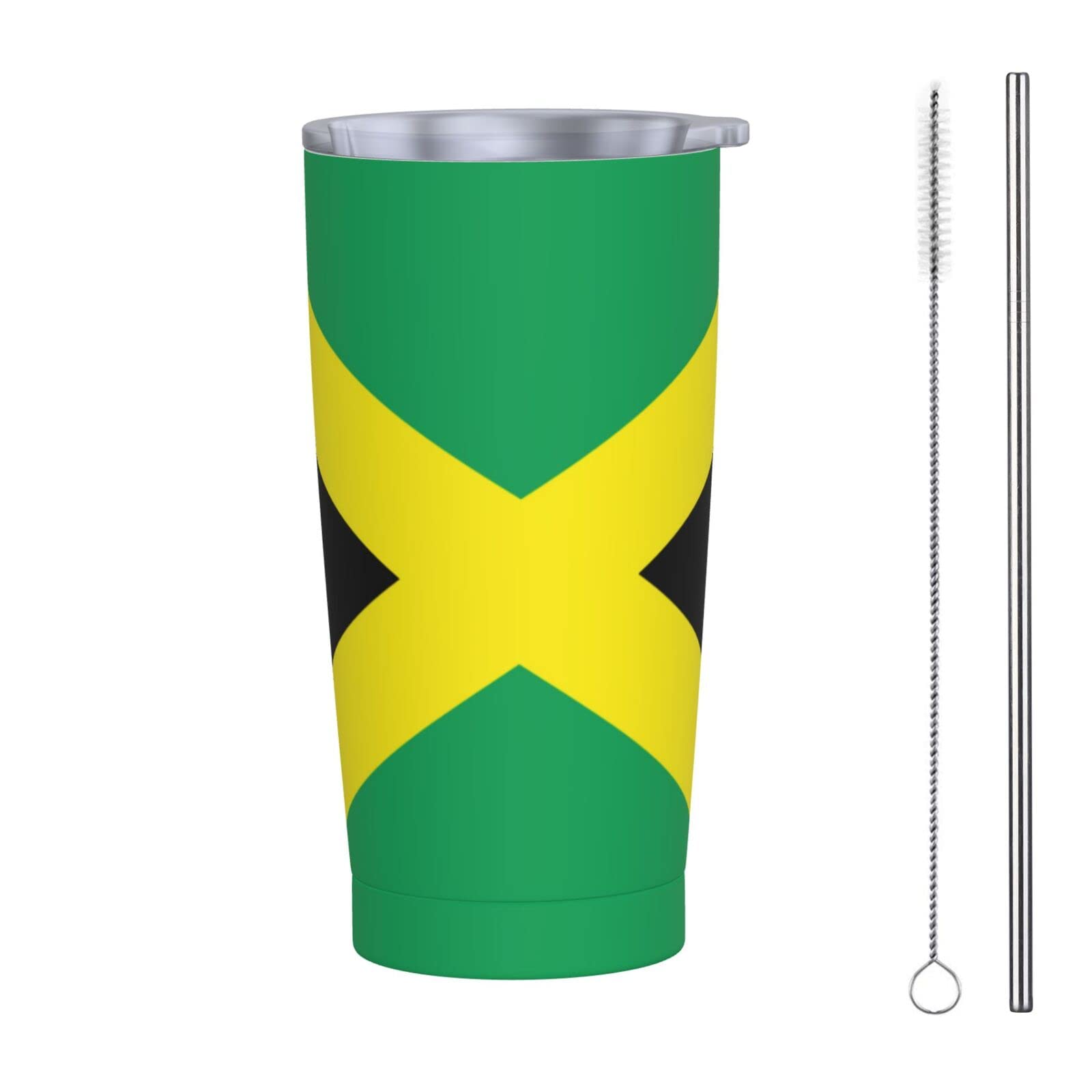 Dujiea 20oz Tumbler With Lid And Straw, Jamaica Flag Vacuum Insulated Iced Coffee Mug, Reusable Travel Cup Stainless Steel Water Bottle