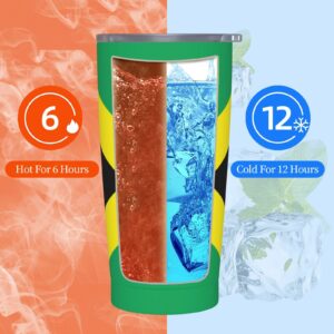 Dujiea 20oz Tumbler With Lid And Straw, Jamaica Flag Vacuum Insulated Iced Coffee Mug, Reusable Travel Cup Stainless Steel Water Bottle