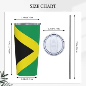 Dujiea 20oz Tumbler With Lid And Straw, Jamaica Flag Vacuum Insulated Iced Coffee Mug, Reusable Travel Cup Stainless Steel Water Bottle