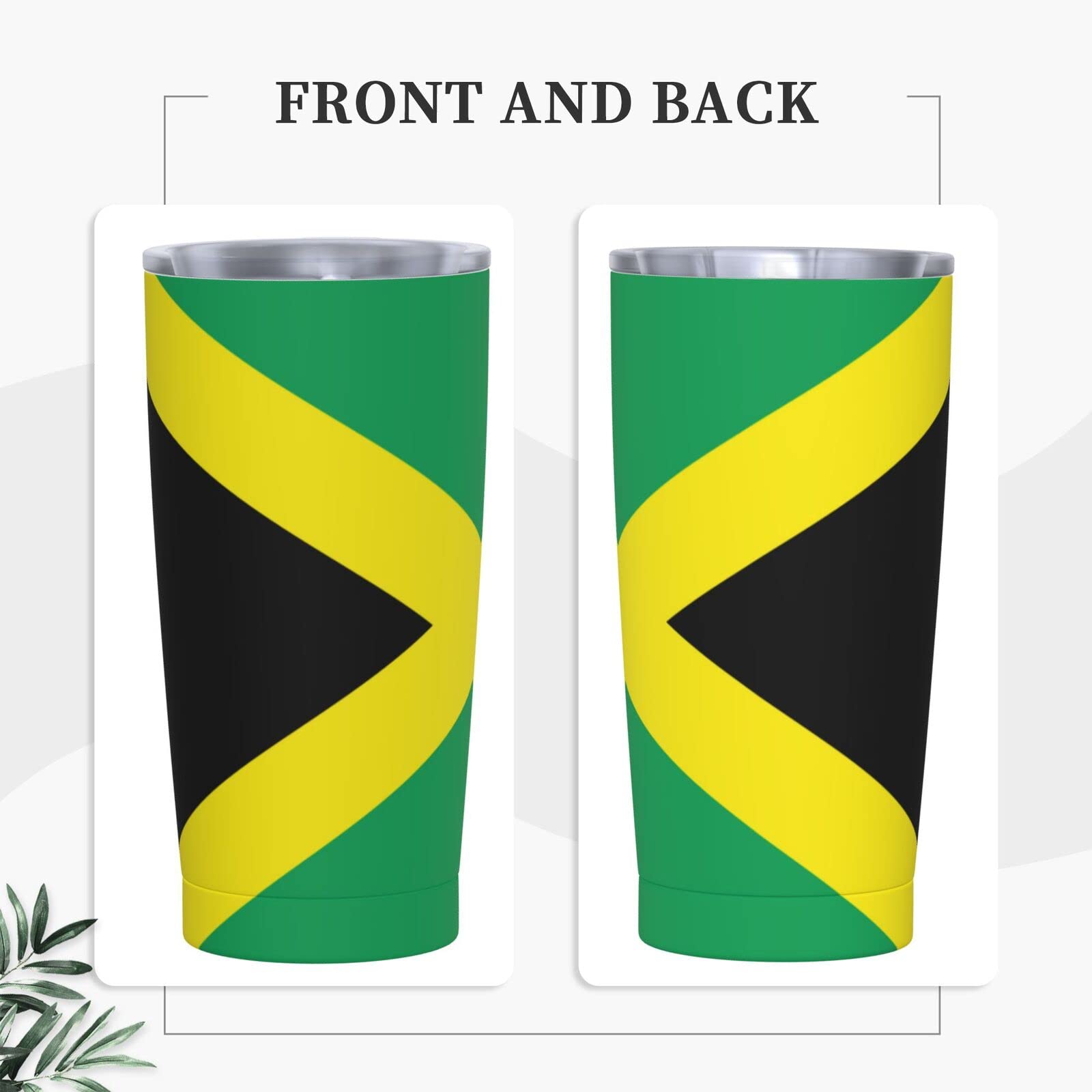 Dujiea 20oz Tumbler With Lid And Straw, Jamaica Flag Vacuum Insulated Iced Coffee Mug, Reusable Travel Cup Stainless Steel Water Bottle