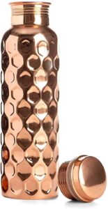 custeel creation pure copper 1l water bottle - (99.74%) jointless seamless copper flask (diamond finish)