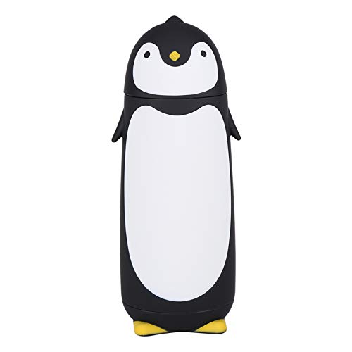 300ml Penguin Water Bottle,Cute Thermos Bottles,Stainless Steel Vacuum Thermospenguin Thermos Portable Penguin Glass Water Bottle Double Layer Mug Travel Cup(Black)