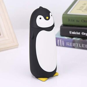 300ml Penguin Water Bottle,Cute Thermos Bottles,Stainless Steel Vacuum Thermospenguin Thermos Portable Penguin Glass Water Bottle Double Layer Mug Travel Cup(Black)