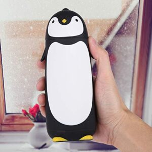 300ml Penguin Water Bottle,Cute Thermos Bottles,Stainless Steel Vacuum Thermospenguin Thermos Portable Penguin Glass Water Bottle Double Layer Mug Travel Cup(Black)