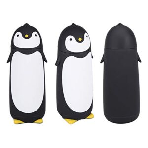 300ml Penguin Water Bottle,Cute Thermos Bottles,Stainless Steel Vacuum Thermospenguin Thermos Portable Penguin Glass Water Bottle Double Layer Mug Travel Cup(Black)