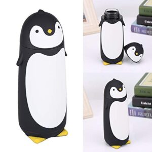 300ml Penguin Water Bottle,Cute Thermos Bottles,Stainless Steel Vacuum Thermospenguin Thermos Portable Penguin Glass Water Bottle Double Layer Mug Travel Cup(Black)