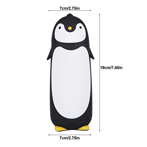 300ml Penguin Water Bottle,Cute Thermos Bottles,Stainless Steel Vacuum Thermospenguin Thermos Portable Penguin Glass Water Bottle Double Layer Mug Travel Cup(Black)