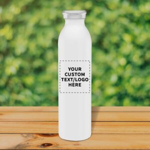 DISCOUNT PROMOS Custom Posh Stainless Steel Water Bottles 20 oz. Set of 6, Personalized Bulk Pack - Double Wall, Perfect for Coffee, Soda, Other Hot & Cold Beverages - White