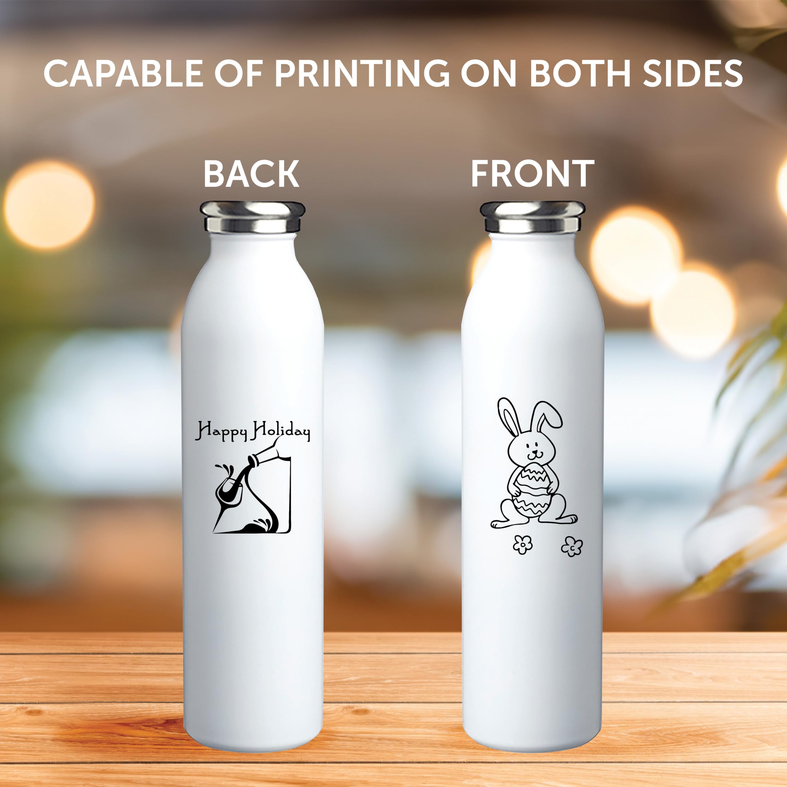 DISCOUNT PROMOS Custom Posh Stainless Steel Water Bottles 20 oz. Set of 6, Personalized Bulk Pack - Double Wall, Perfect for Coffee, Soda, Other Hot & Cold Beverages - White