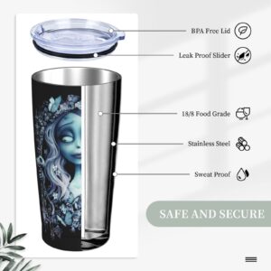 Anime Corpse Bride Stainless Steel Coffee Mug With Straw And Lid Brush Vacuum Insulated Coffee Tumbler Durable Travel Mugs Thermal Cup For Car Office 20 OZ