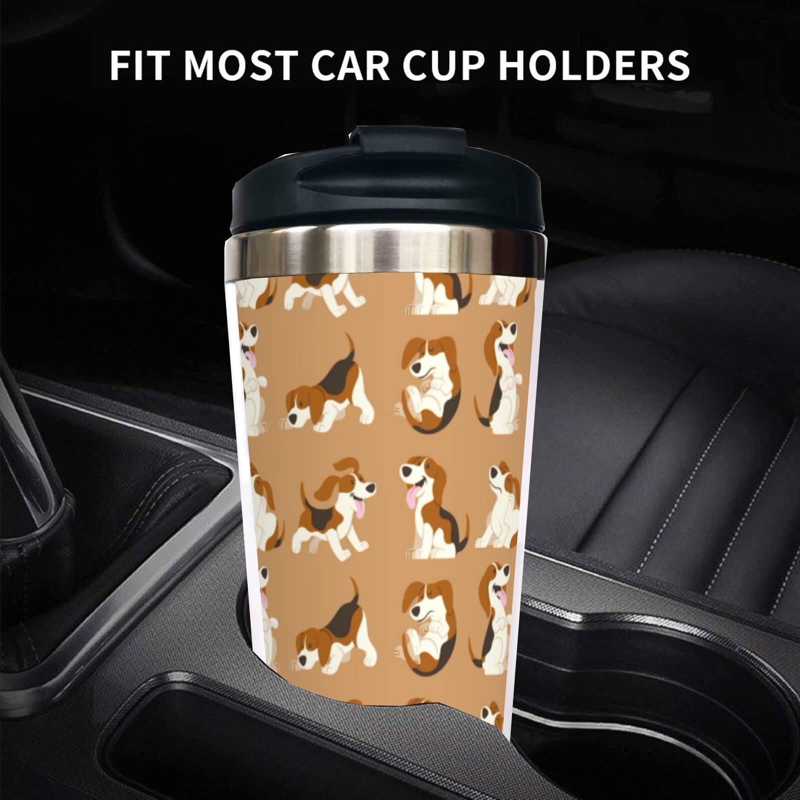 Yipaidel Beagle Dog Cartoon Travel Coffee Cup for Women, Stainless Steel Mug for Birthday Mother's Day Gift 14 OZ