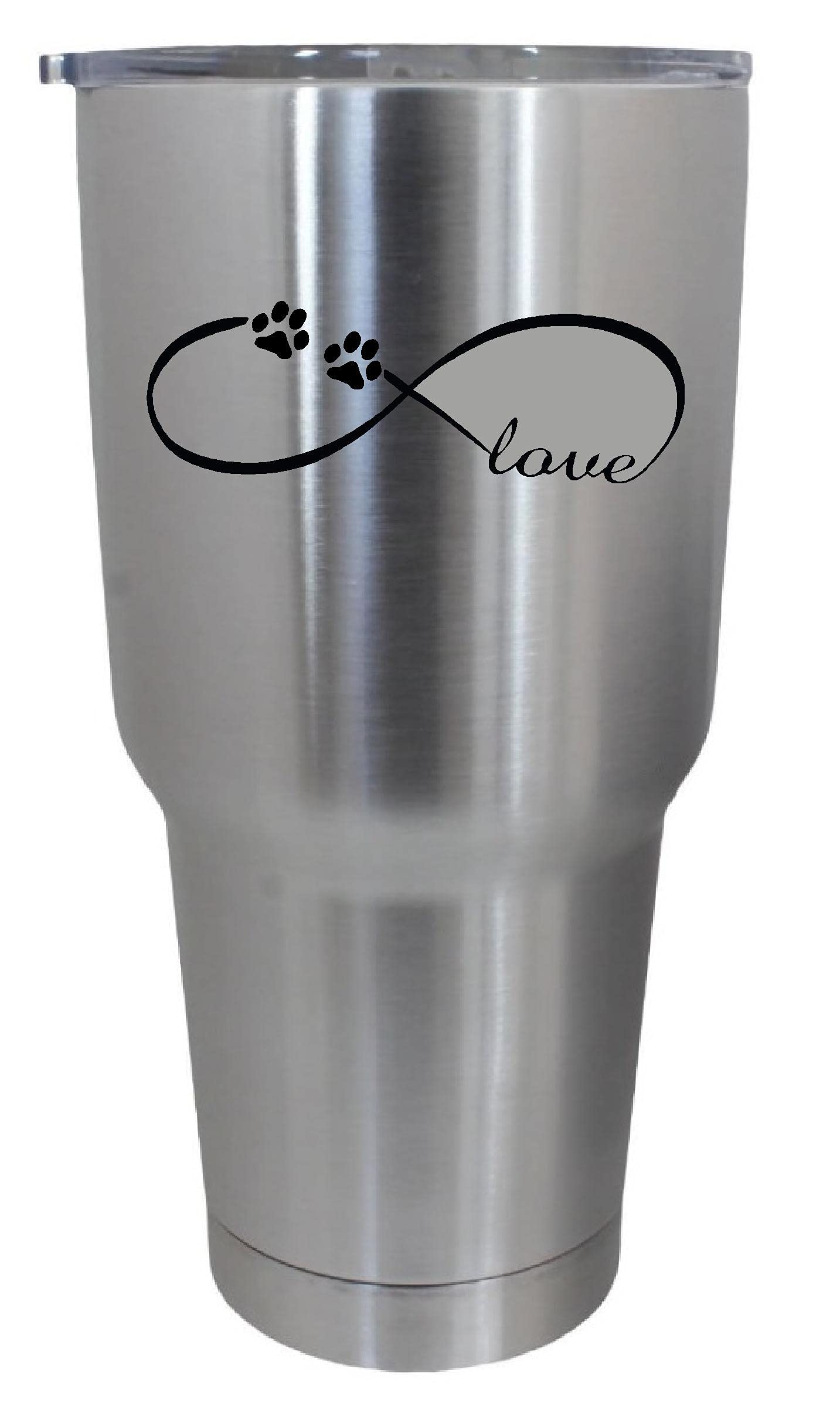 Cup drinkware Tumbler Sticker - Paw Print Infinity Love Dog Animal Lover Pets - Cool Sticker Decal