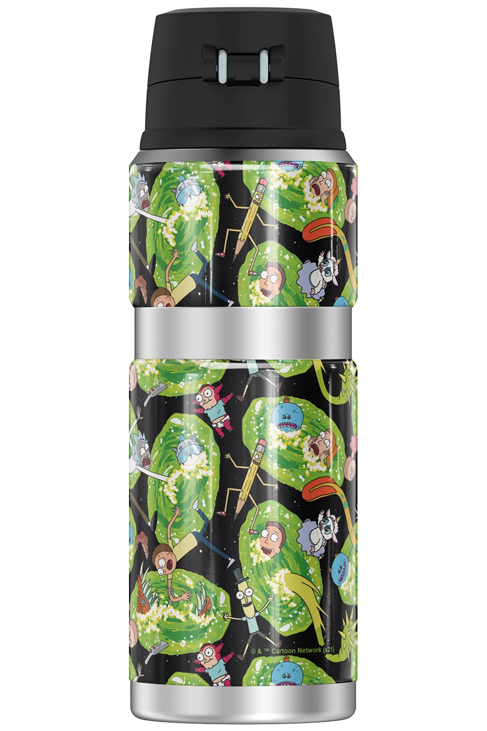 Rick and Morty Portal Mayhem THERMOS STAINLESS KING Stainless Steel Drink Bottle, Vacuum insulated & Double Wall, 24oz