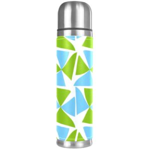 stainless steel leather vacuum insulated mug abstract thermos water bottle for hot and cold drinks kids adults 16 oz