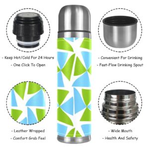 Stainless Steel Leather Vacuum Insulated Mug Abstract Thermos Water Bottle for Hot and Cold Drinks Kids Adults 16 Oz