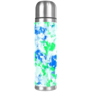 stainless steel leather vacuum insulated mug abstract thermos water bottle for hot and cold drinks kids adults 16 oz