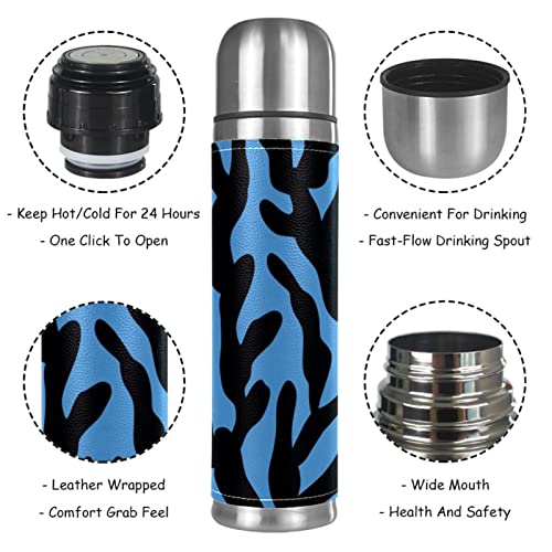 Stainless Steel Leather Vacuum Insulated Mug Seaweed Thermos Water Bottle for Hot and Cold Drinks Kids Adults 16 Oz